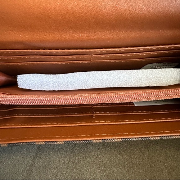 London Fog | Bags | London Fog Cognac Sophia Signature Flap Wallet ...